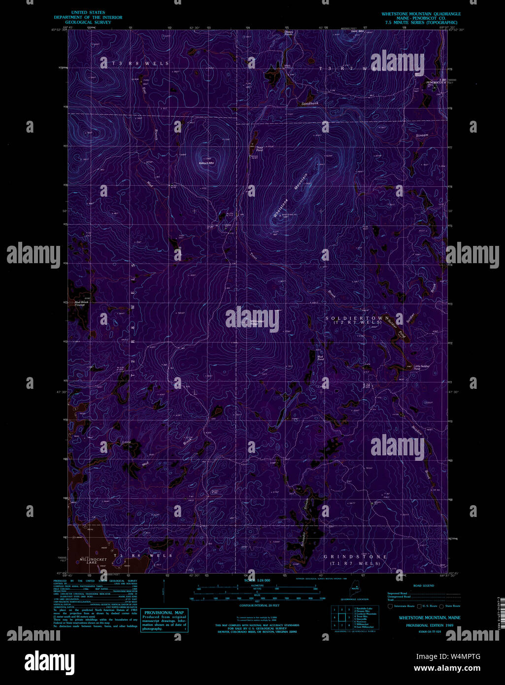 Maine USGS Historical Map Whetstone Mountain 103108 1989 24000 ...
