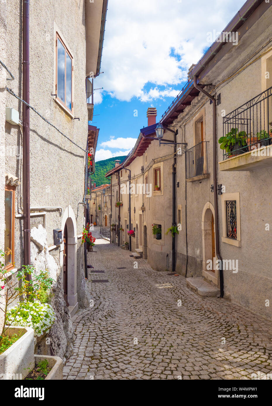 Opi, Italy - The little and suggestive stone town on the hill, in the ...