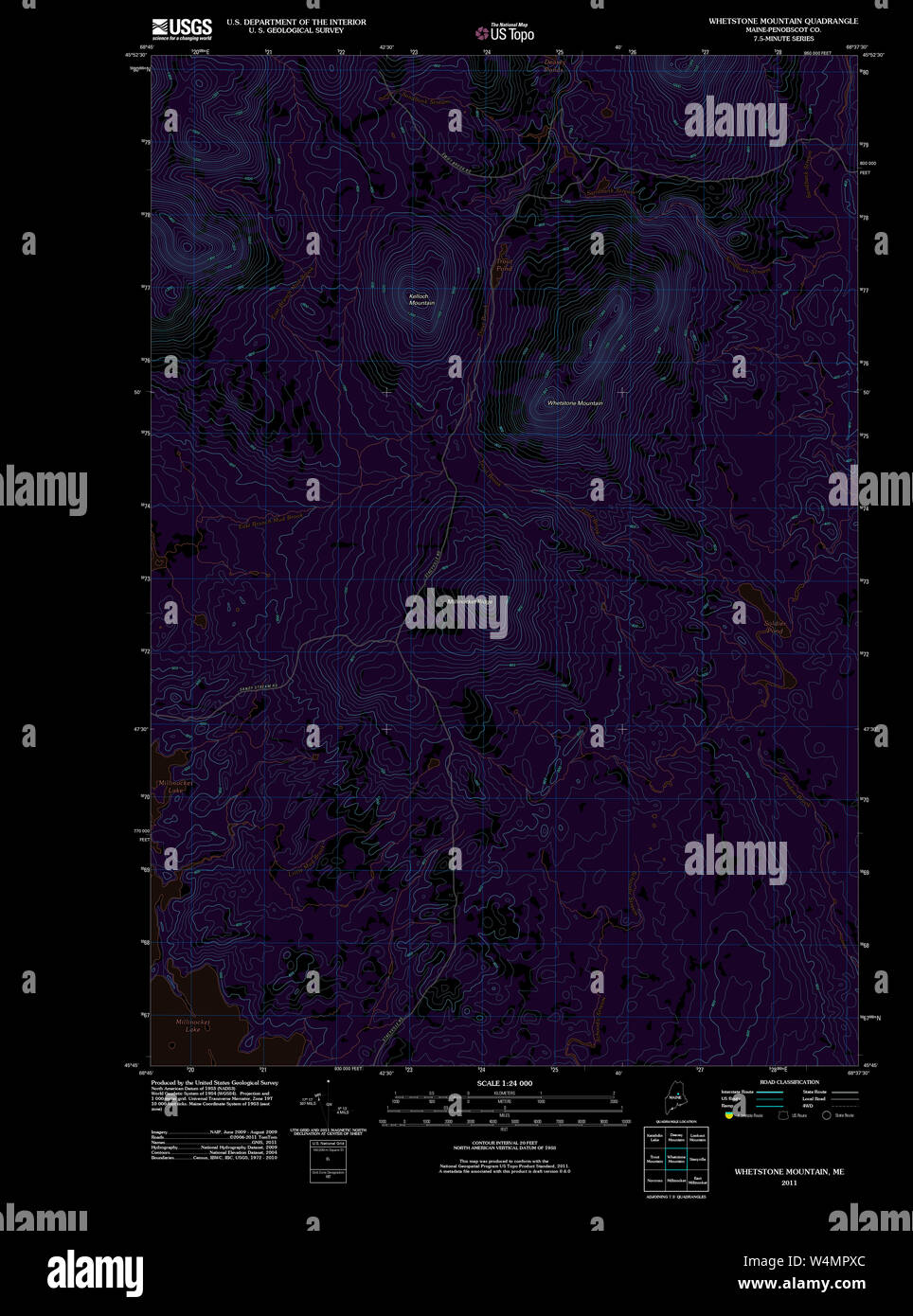 Maine USGS Historical Map Whetstone Mountain 20110909 TM Inversion ...