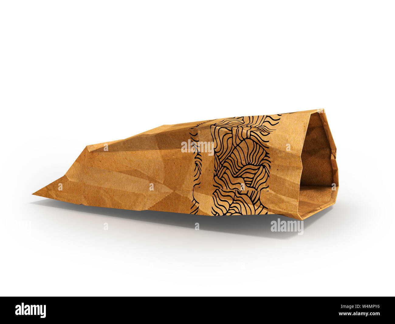 Paper package lies open side view 3d rendering on white background with ...