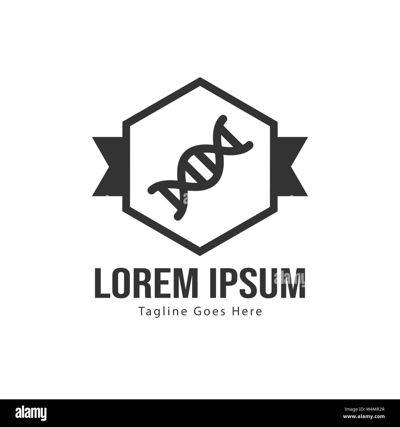 DNA logo template design with frame. minimalist DNA logo vector ...