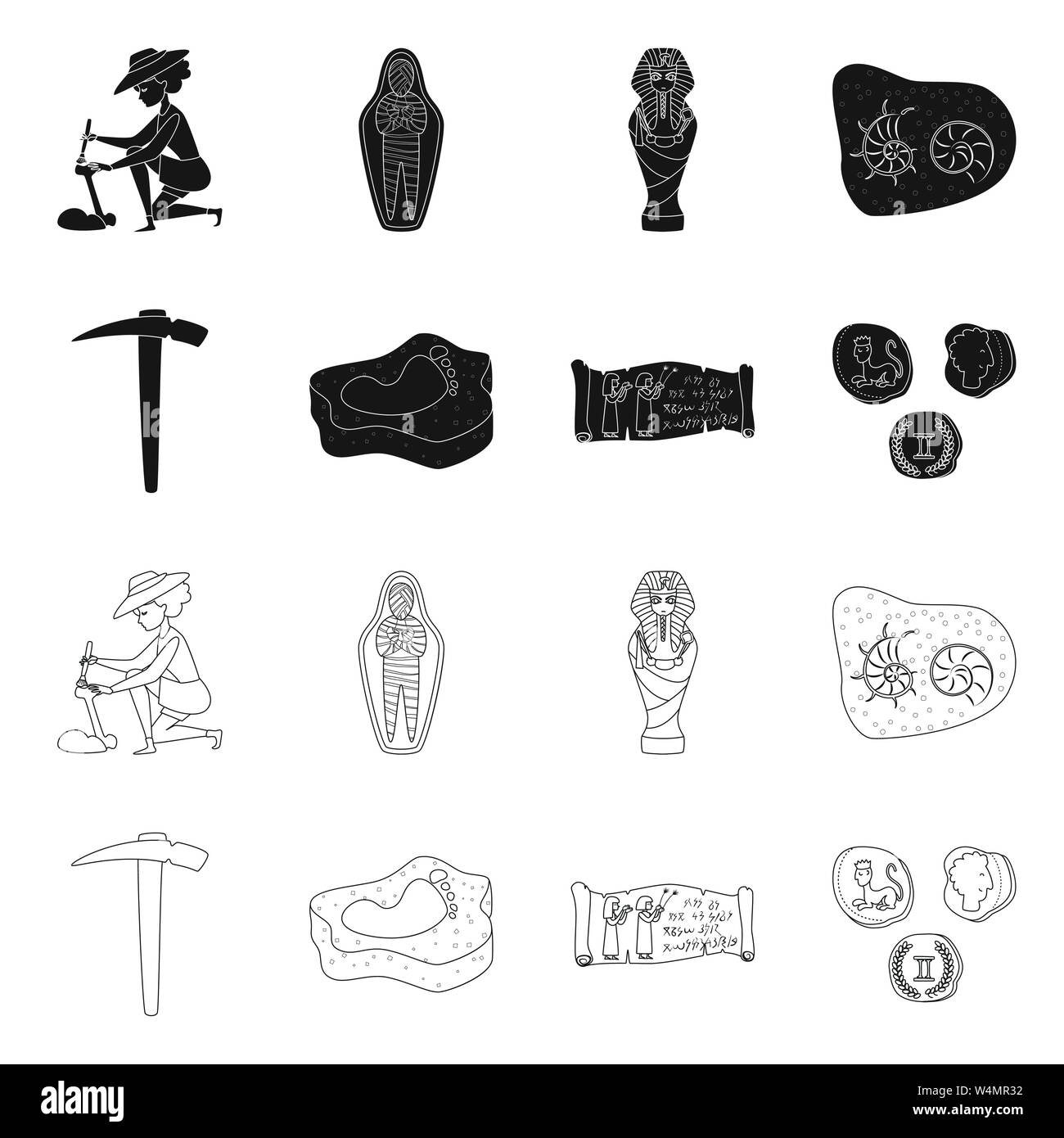 Isolated object of story and items icon. Set of story and attributes ...