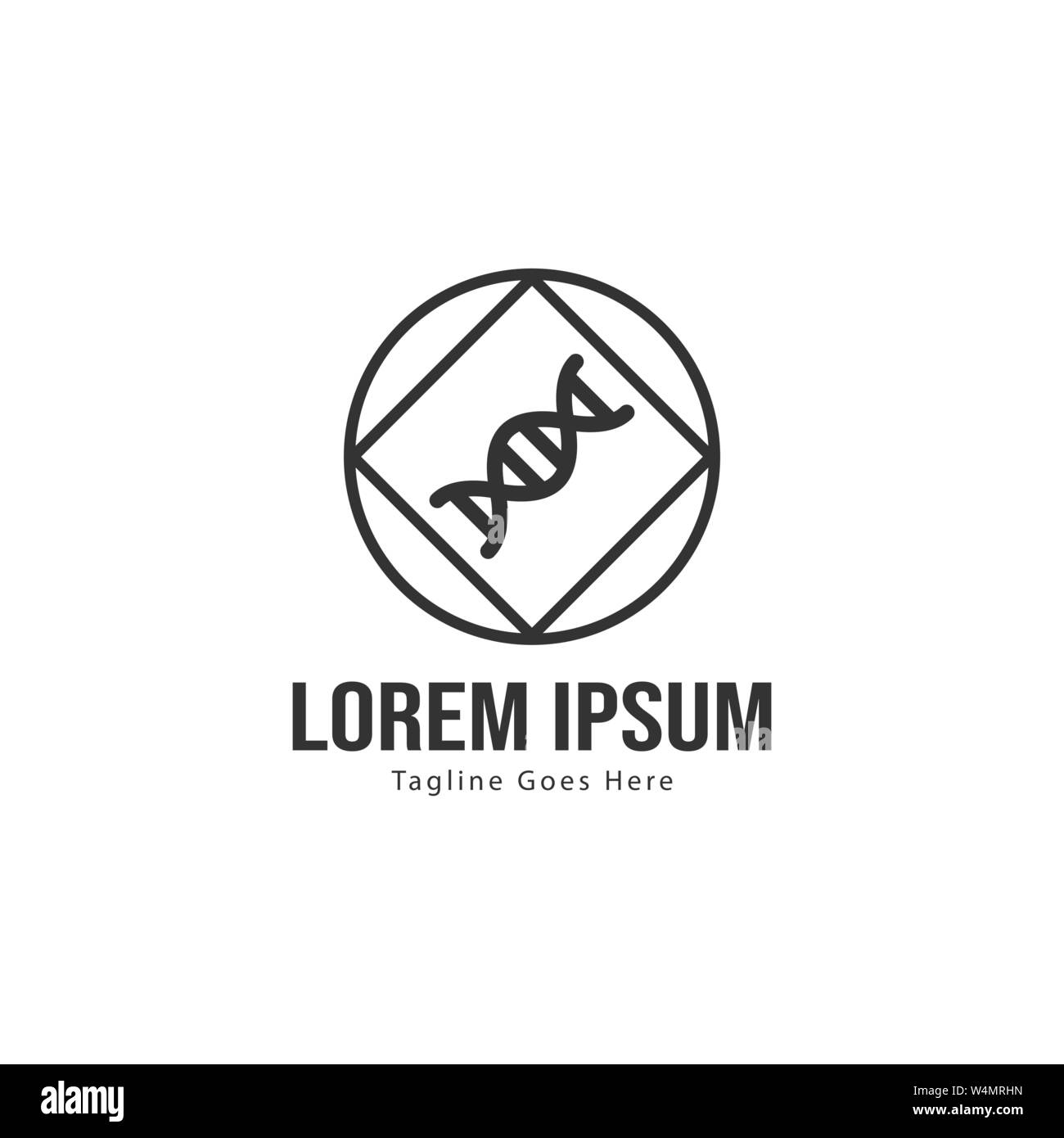 DNA logo template design with frame. minimalist DNA logo vector ...