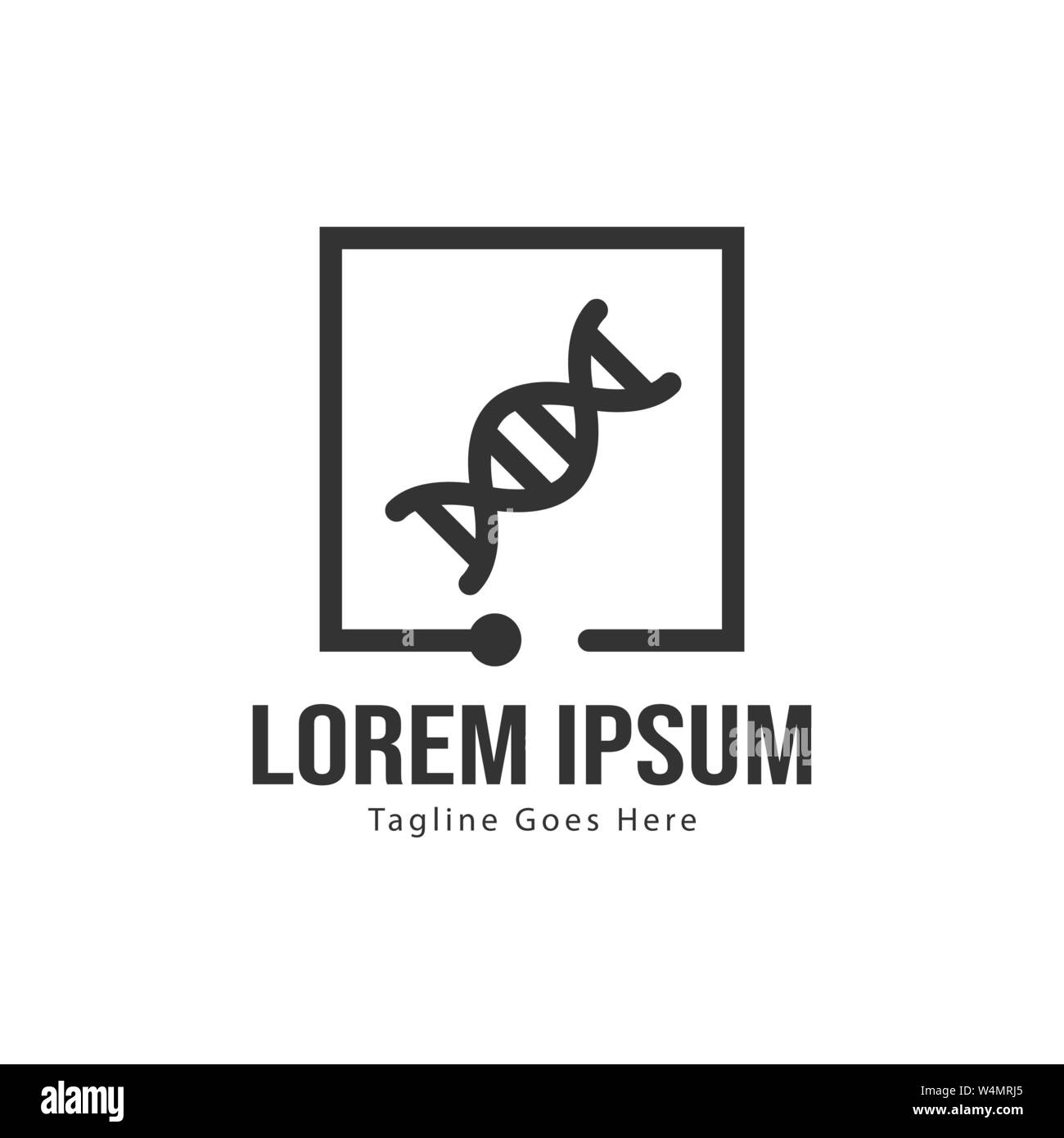 DNA logo template design with frame. minimalist DNA logo vector ...