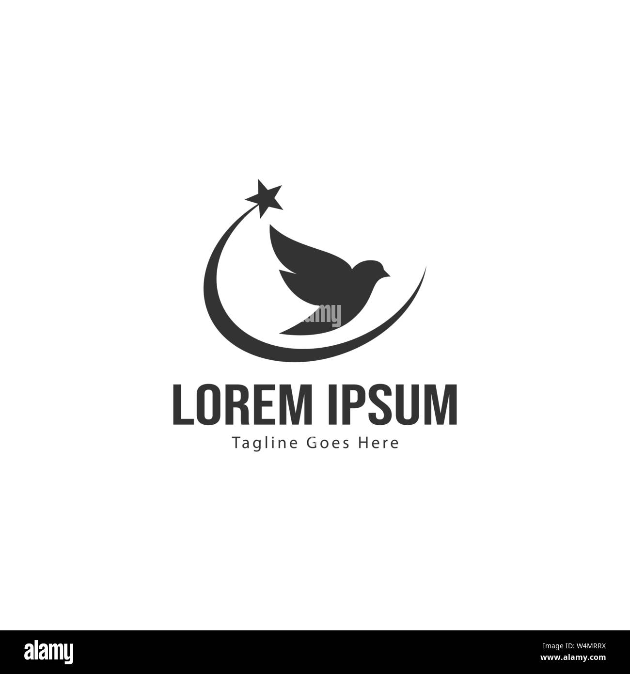 Dove logo template design with frame. minimalist dove logo vector ...