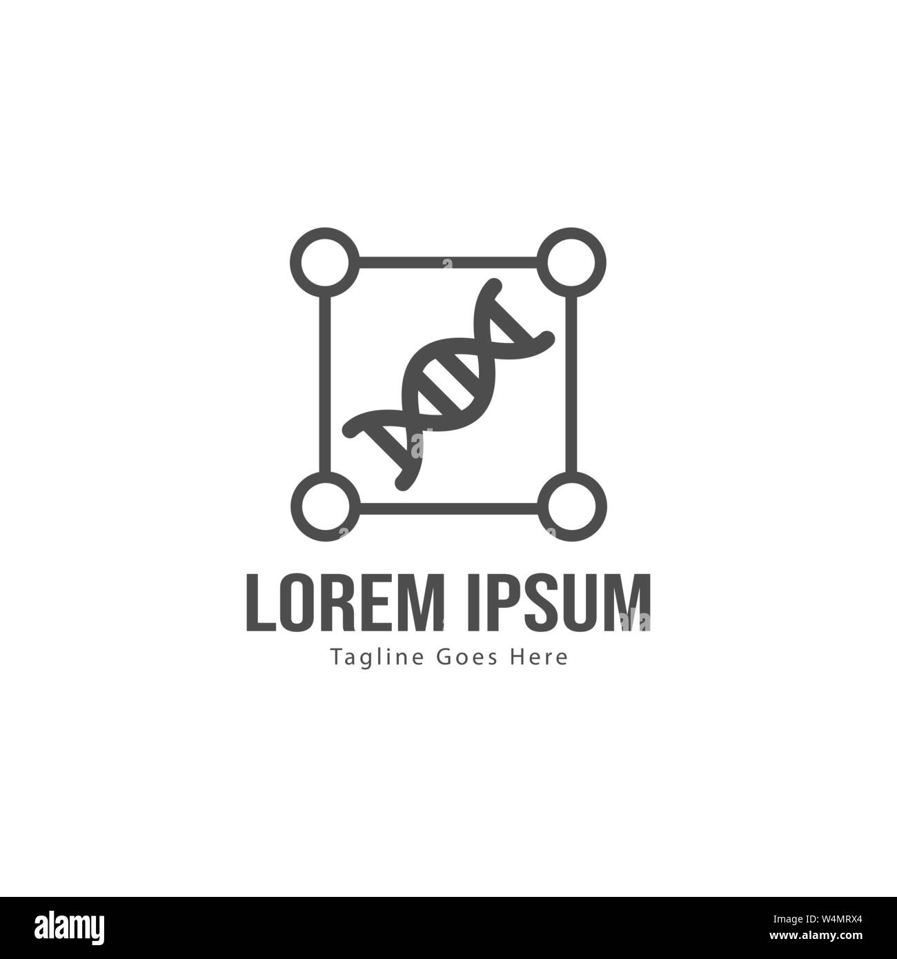 DNA logo template design with frame. minimalist DNA logo vector ...