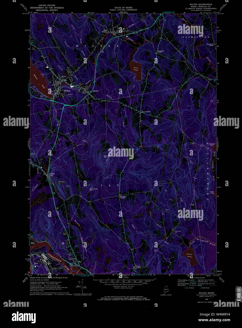 Maine USGS Historical Map Wilton 103114 1968 24000 Inversion ...