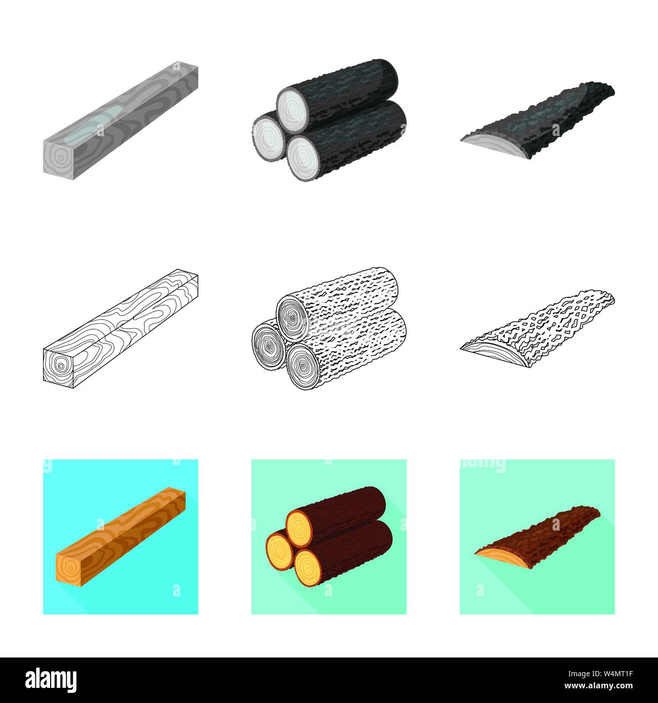 Vector design of tree and raw icon. Set of tree and construction stock ...