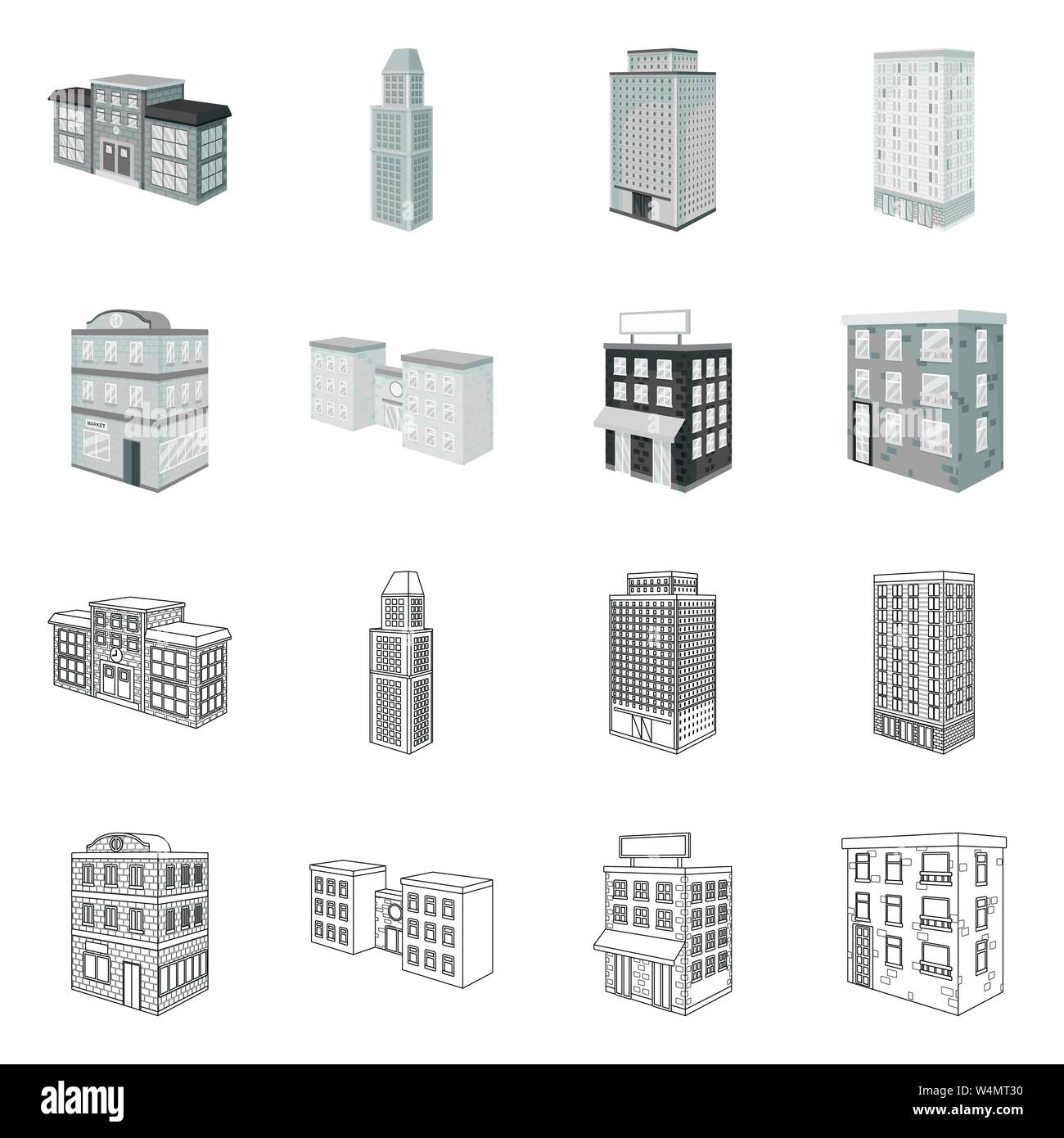 Vector design of construction and building icon. Set of construction ...