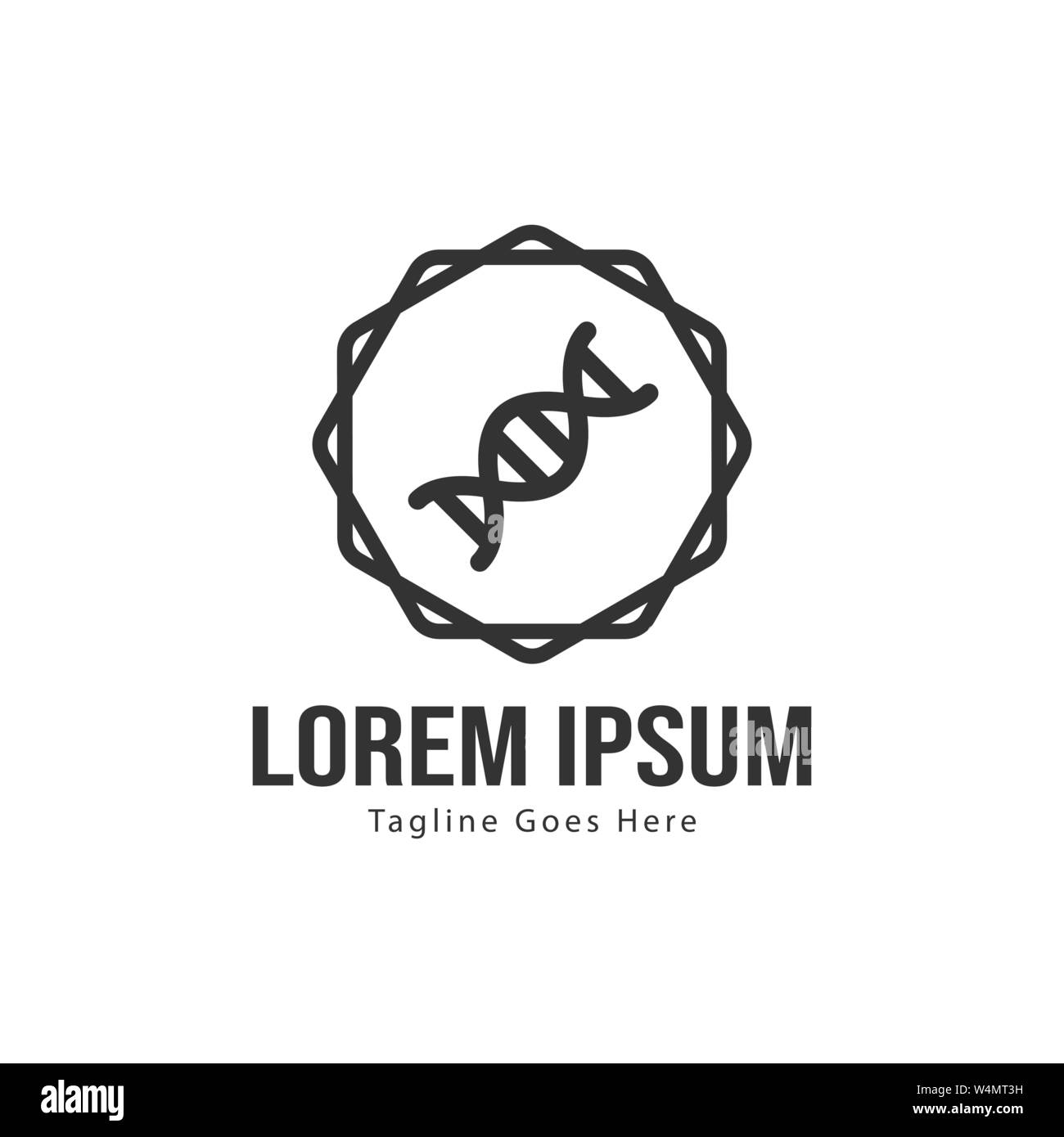 DNA logo template design with frame. minimalist DNA logo vector ...