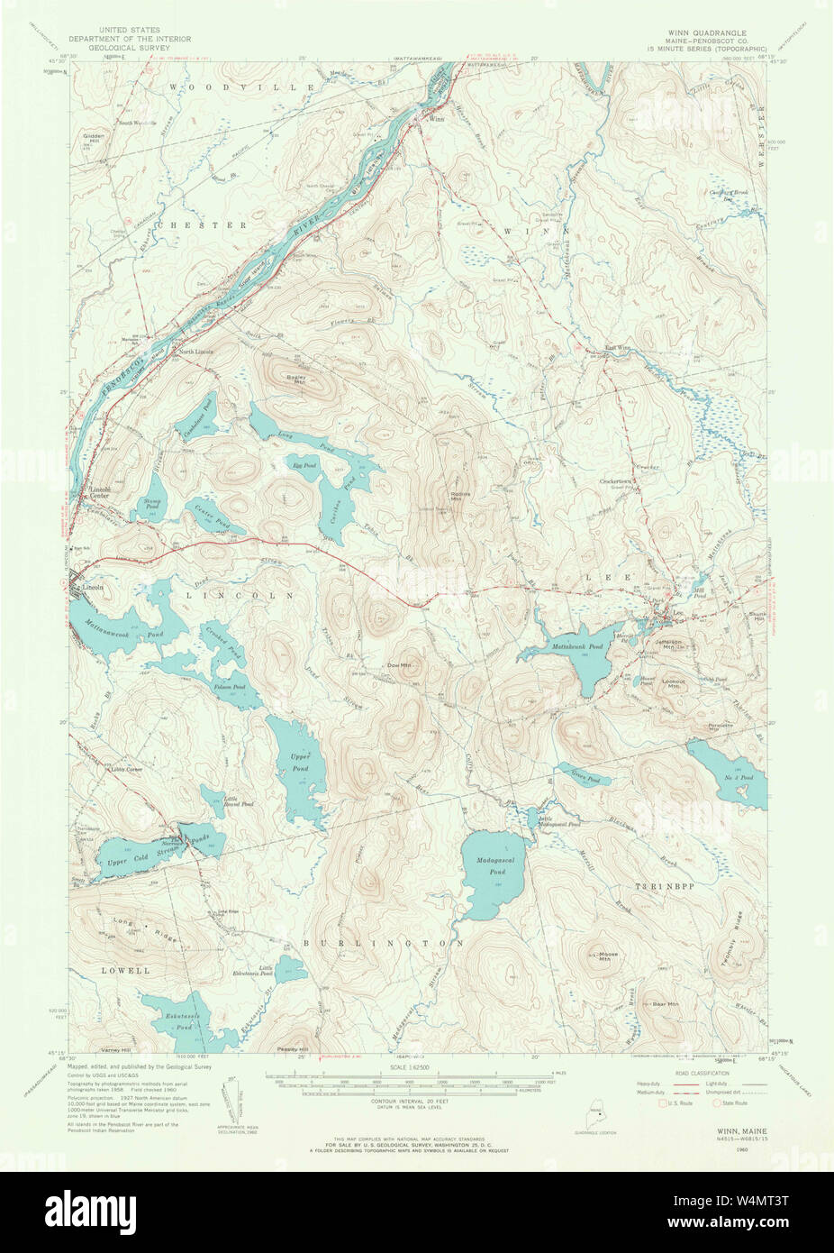 Maine USGS Historical Map Winn 306850 1960 62500 Restoration Stock ...