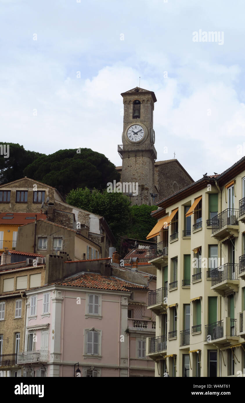 Shuttered houses with balconies in the French Mediterranean town of ...