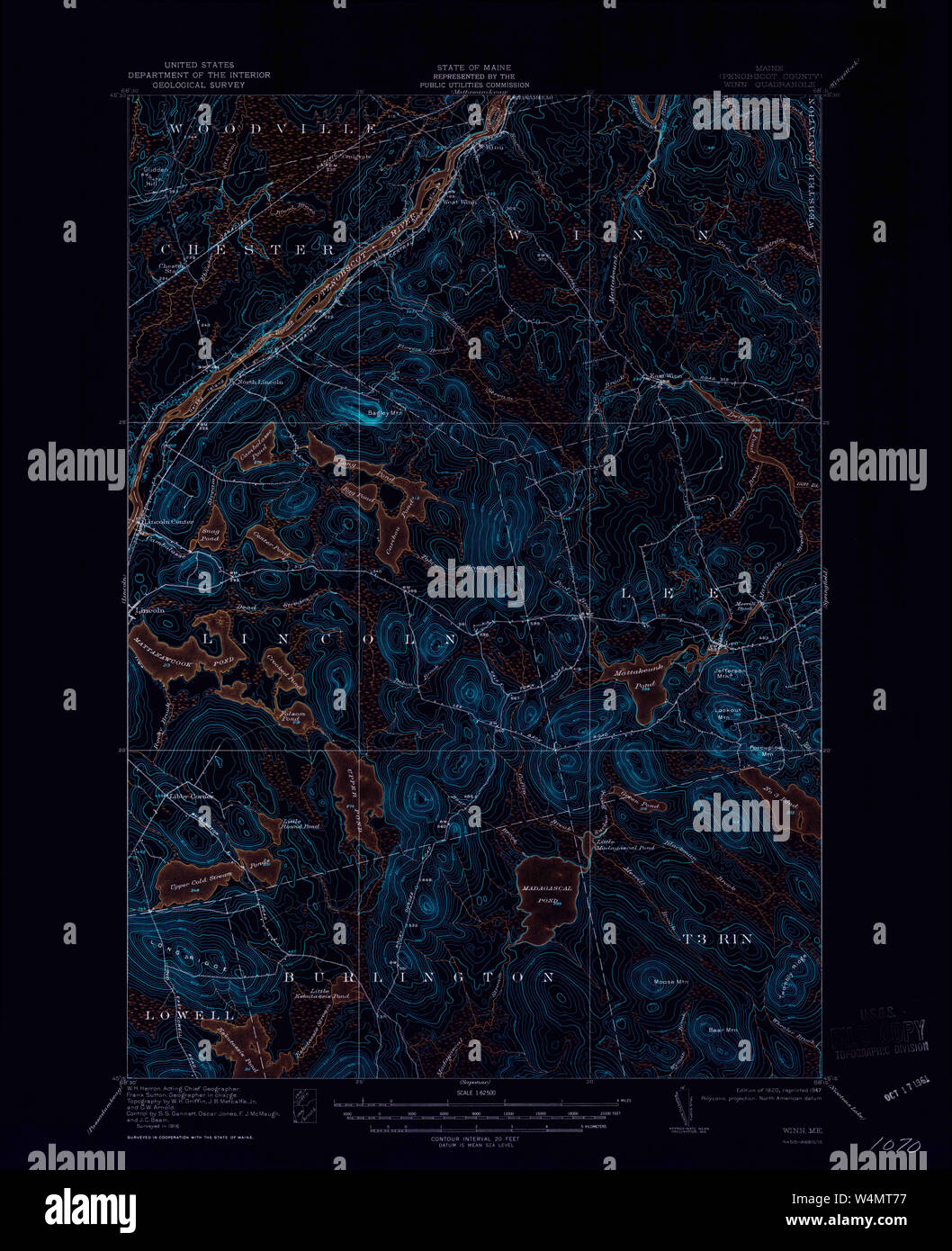 Maine USGS Historical Map Winn 461026 1920 62500 Inversion Restoration ...