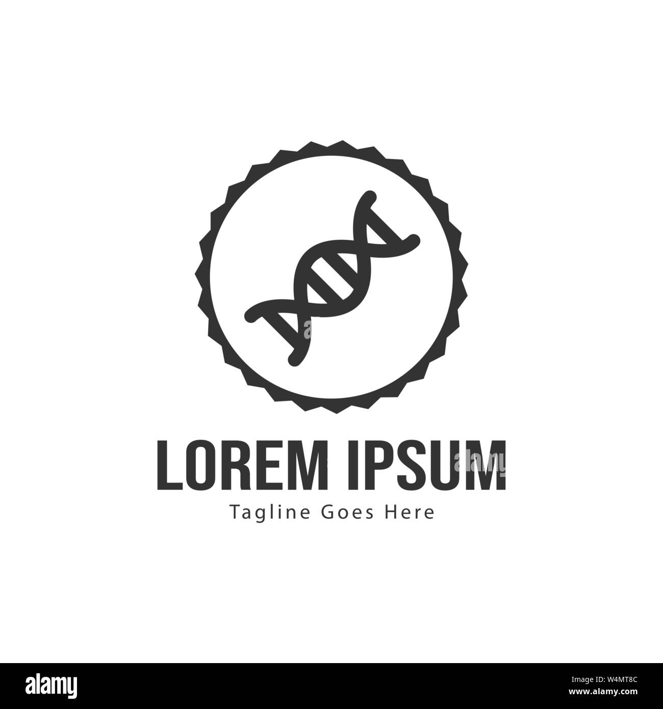 DNA logo template design with frame. minimalist DNA logo vector ...