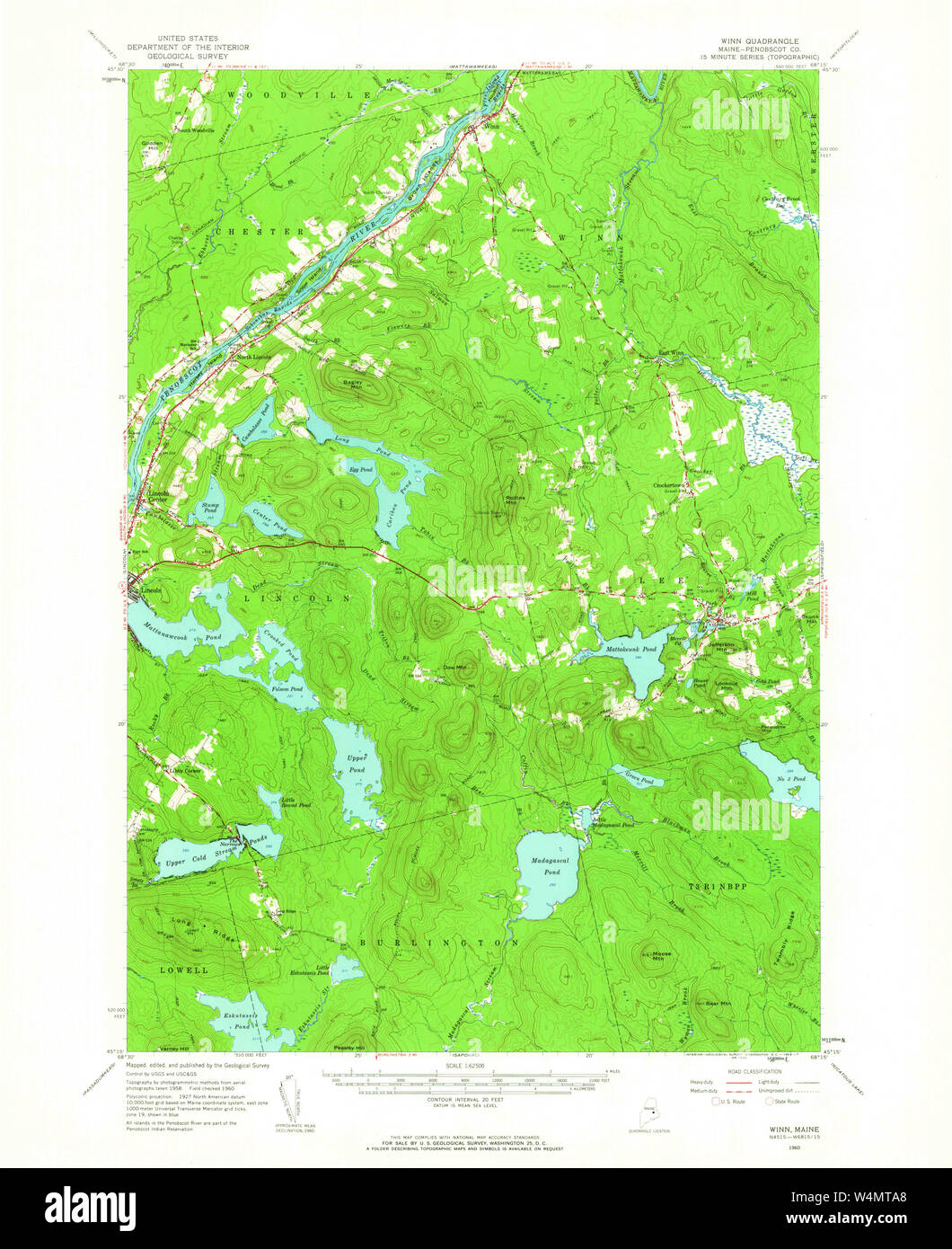 Maine USGS Historical Map Winn 461027 1960 62500 Restoration Stock ...