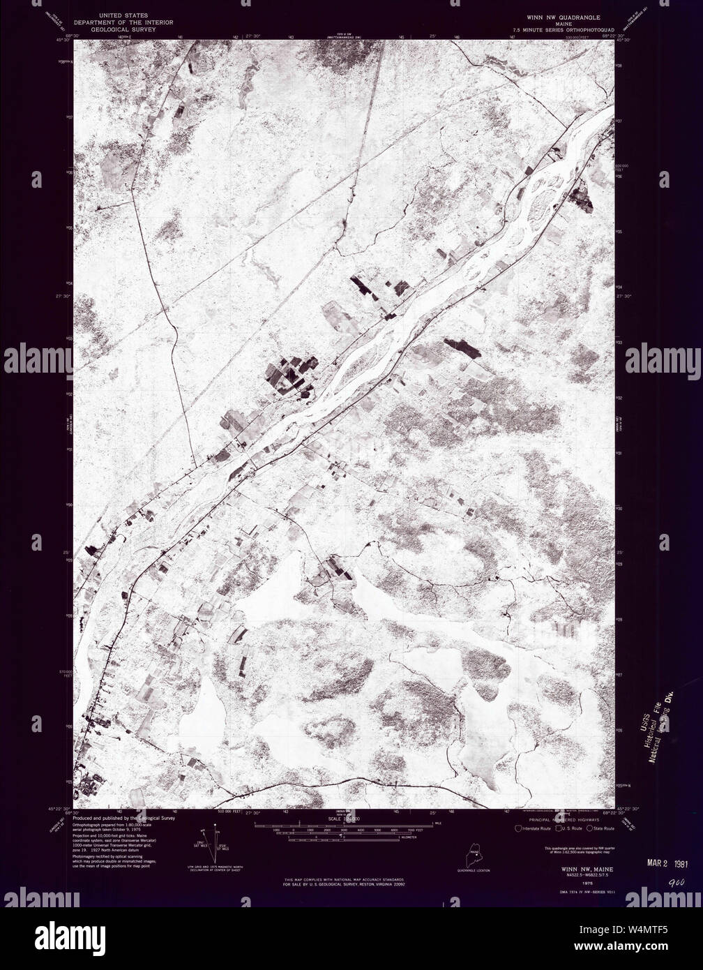 Maine USGS Historical Map Winn NW 807314 1975 24000 Inversion ...