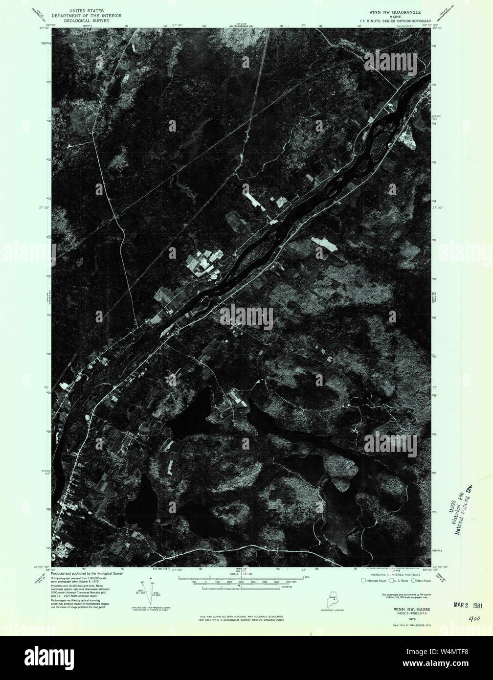 Maine USGS Historical Map Winn NW 807314 1975 24000 Restoration Stock ...