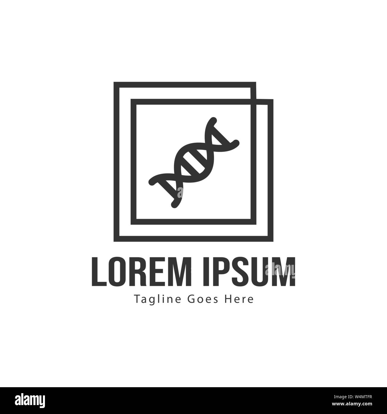 DNA logo template design with frame. minimalist DNA logo vector ...