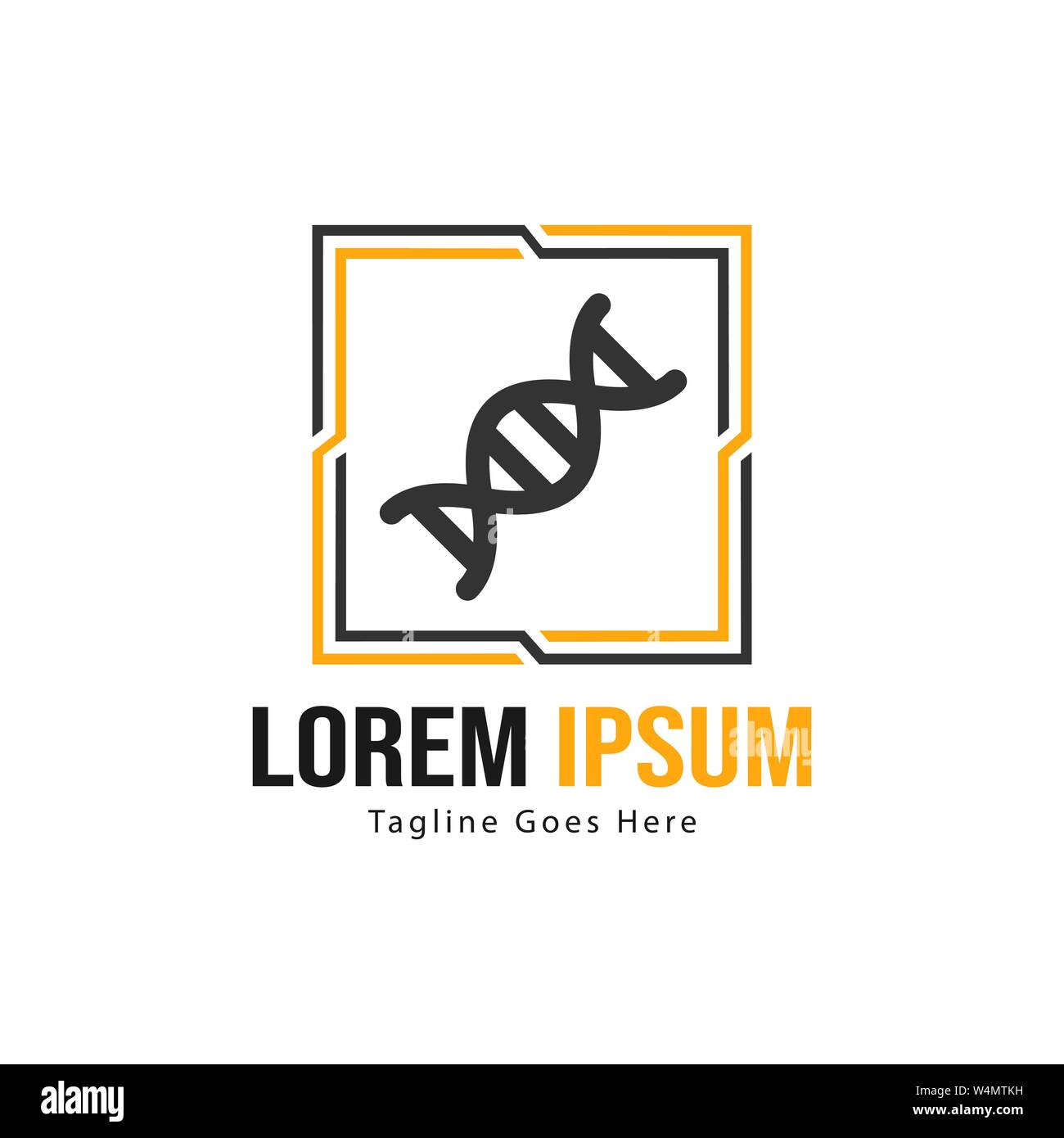 DNA logo template design with frame. minimalist DNA logo vector ...