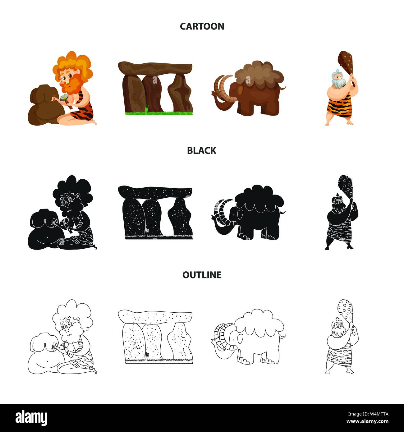 Vector illustration of evolution and prehistory logo. Collection of ...