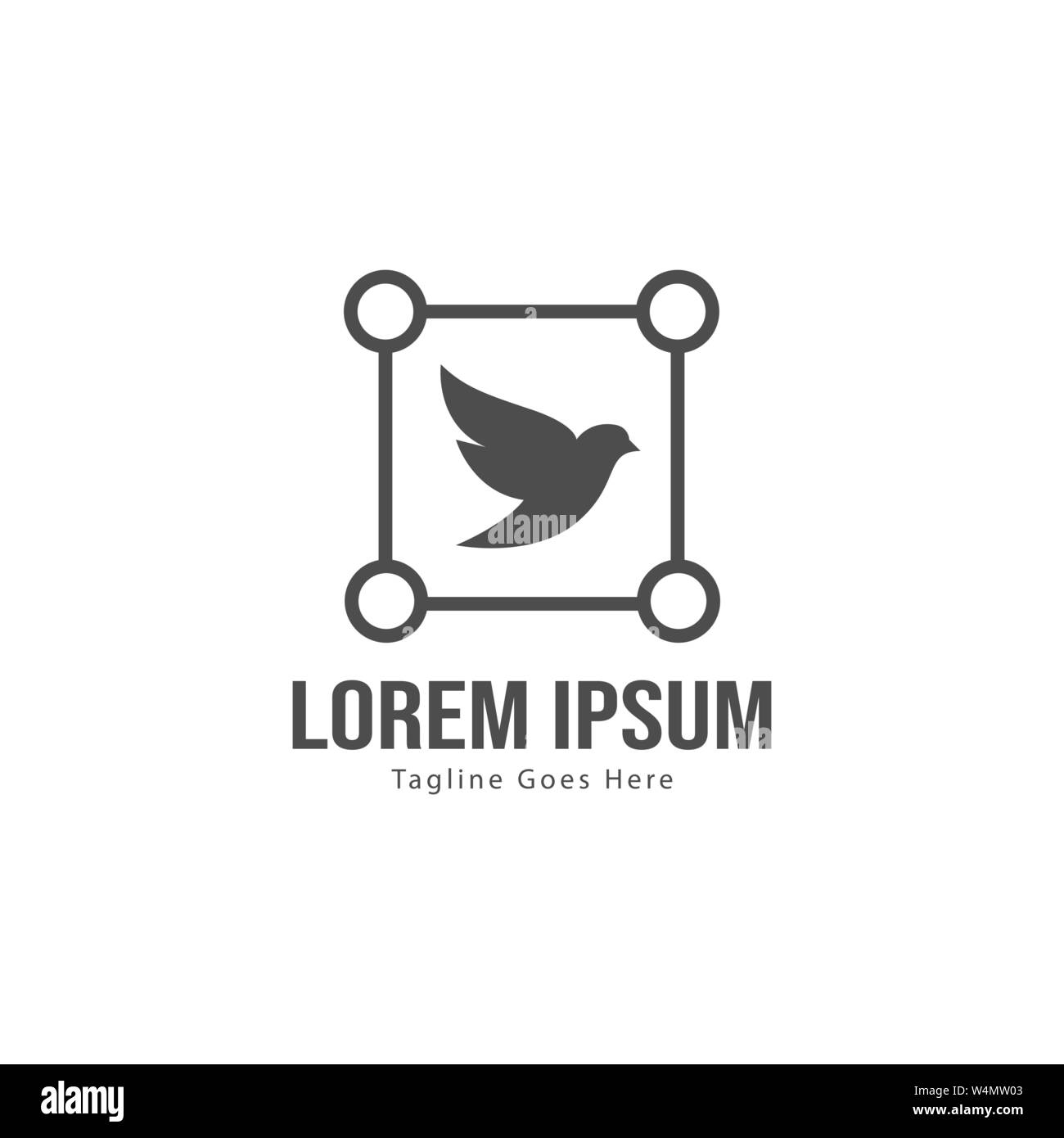 Dove logo template design with frame. minimalist dove logo vector ...