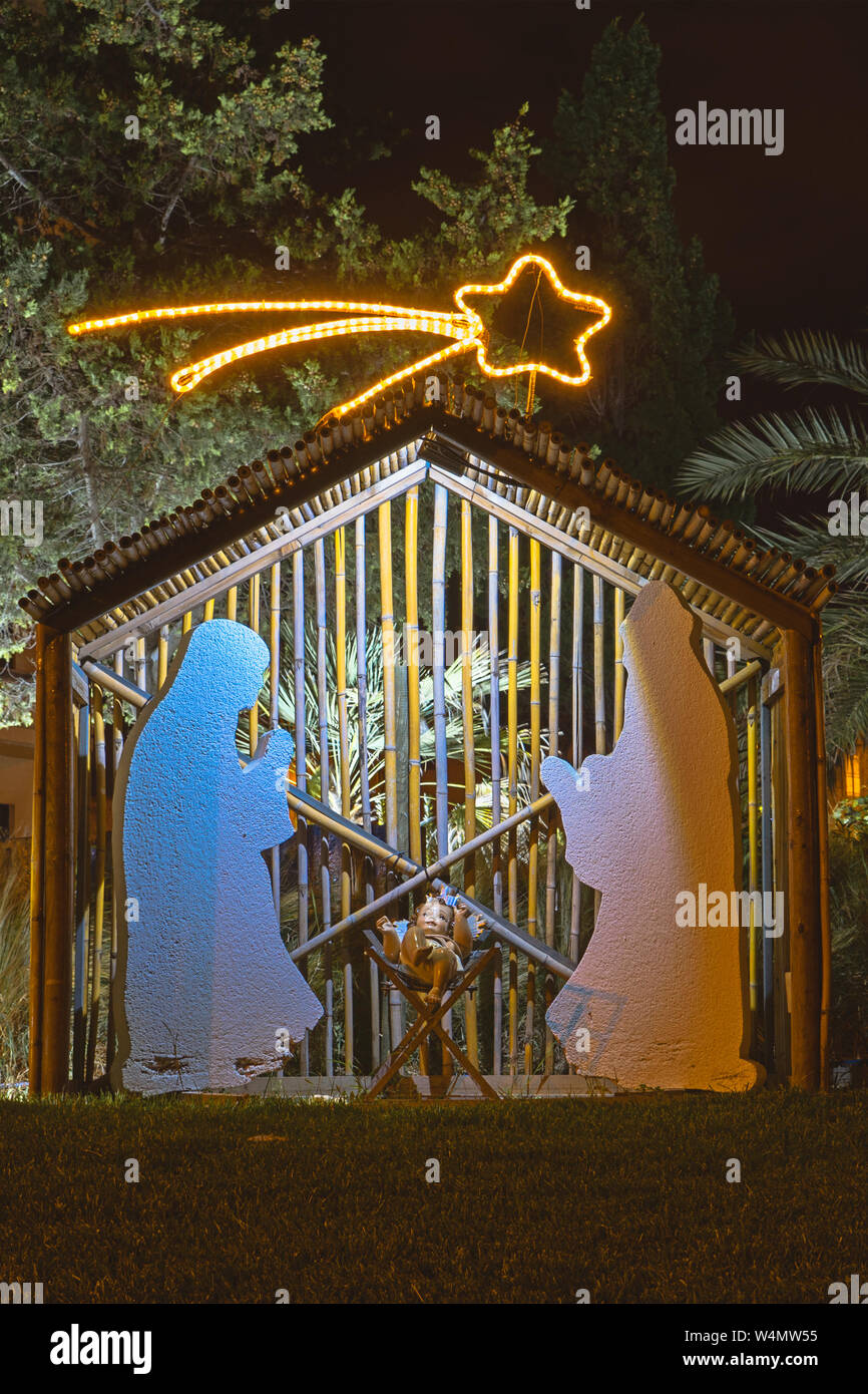Christmas installation on theme of birth of Jesus Christ, shadow and ...