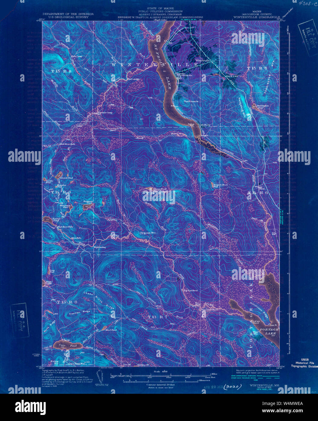 Maine USGS Historical Map Winterville 807734 1931 62500 Inversion ...