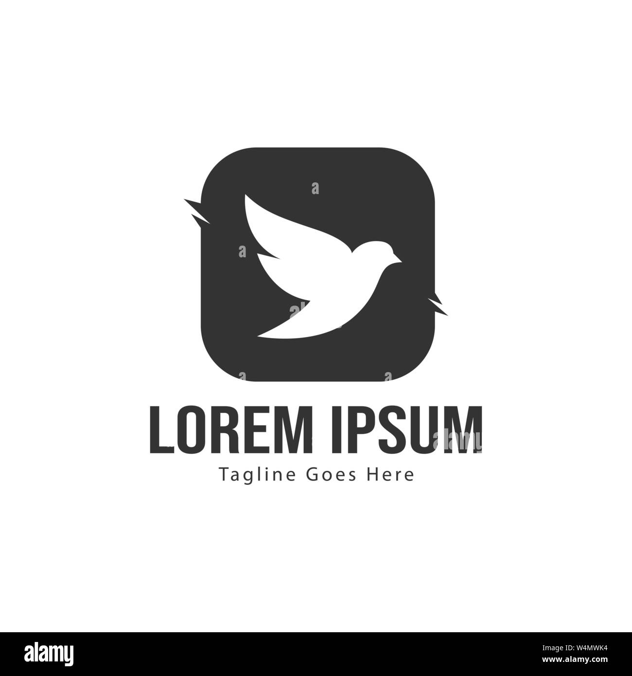 Dove logo template design with frame. minimalist dove logo vector ...