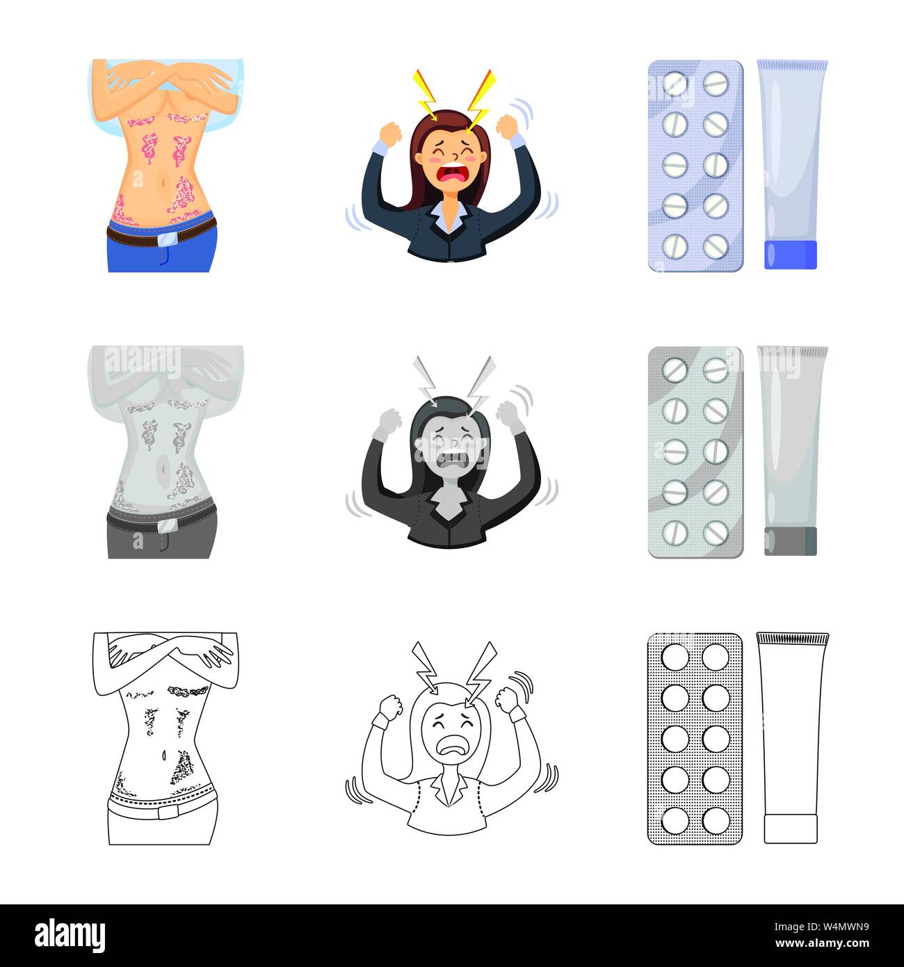 Vector design of medical and pain icon. Collection of medical and ...