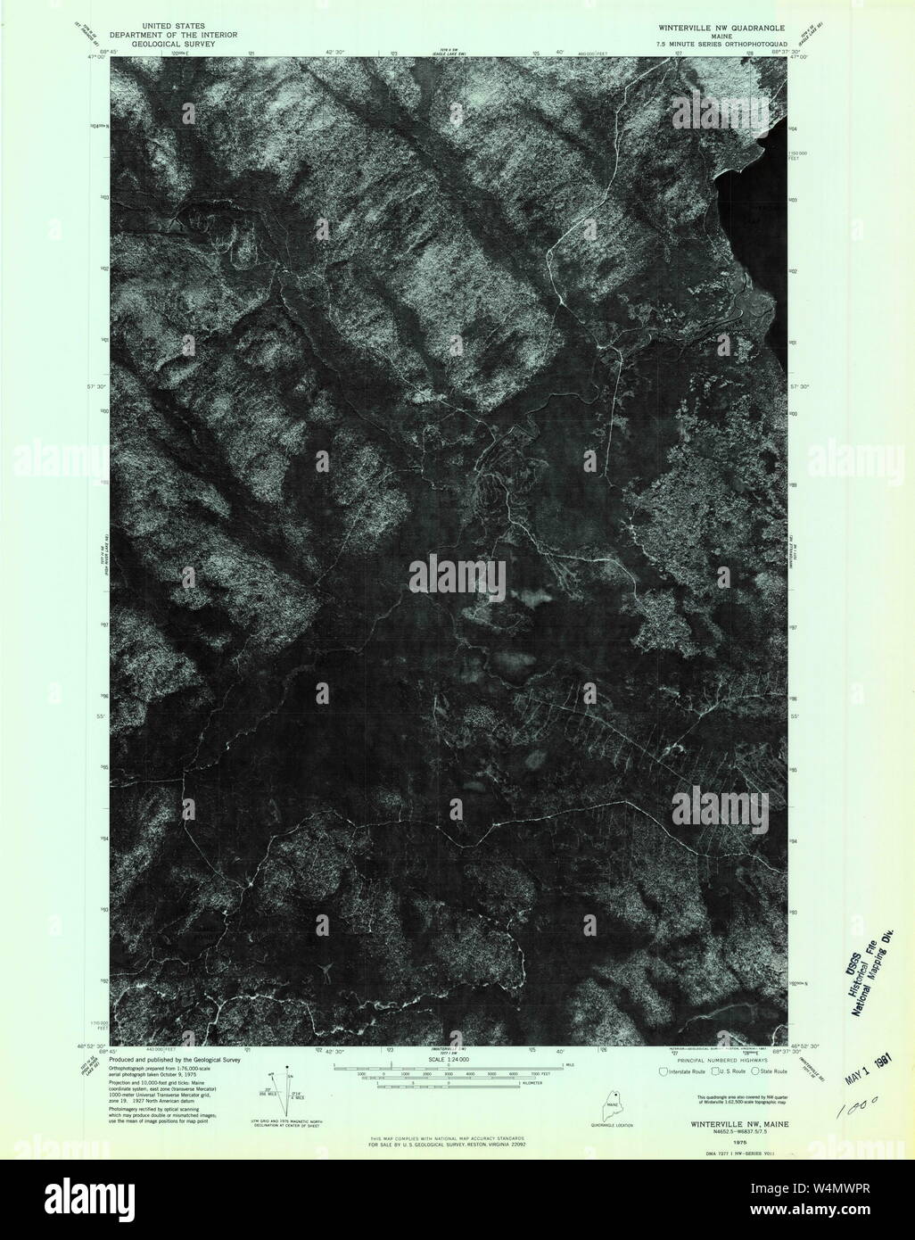 Maine USGS Historical Map Winterville NW 807318 1975 24000 Restoration ...