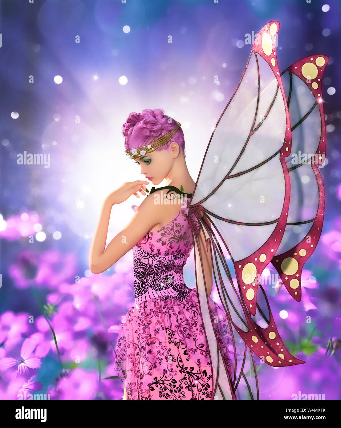 Pixie in fantasyland,3d illustration Stock Photo - Alamy