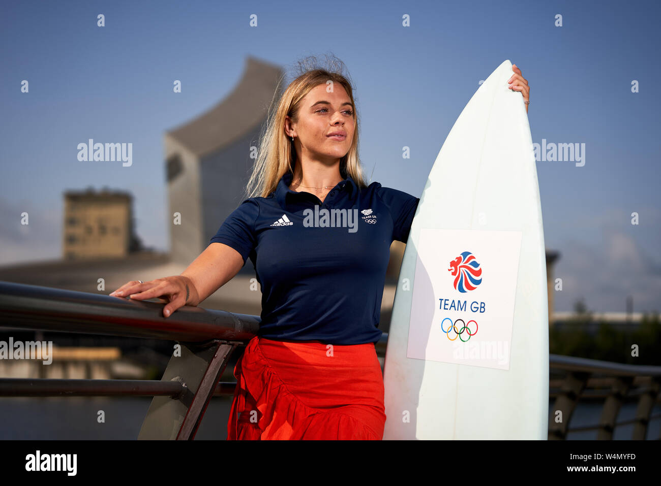 Surfer Laura Crane during the one year to go until Tokyo 2020 event at ...