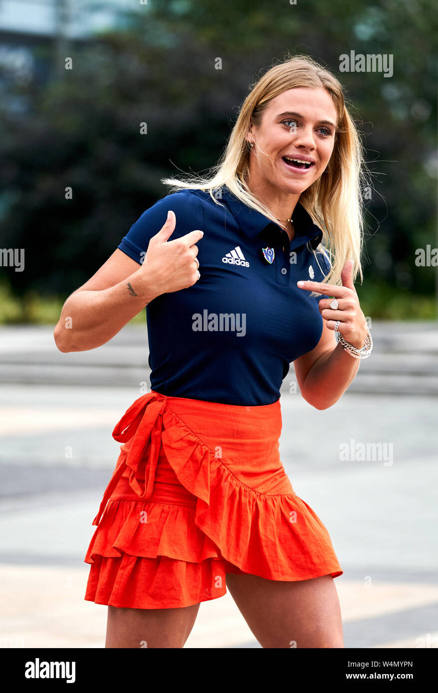 Surfer Laura Crane during the one year to go until Tokyo 2020 event at ...