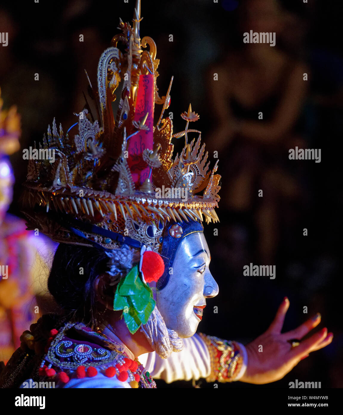 Performer dancer in traditional costume at the Ubud Palace dance ...