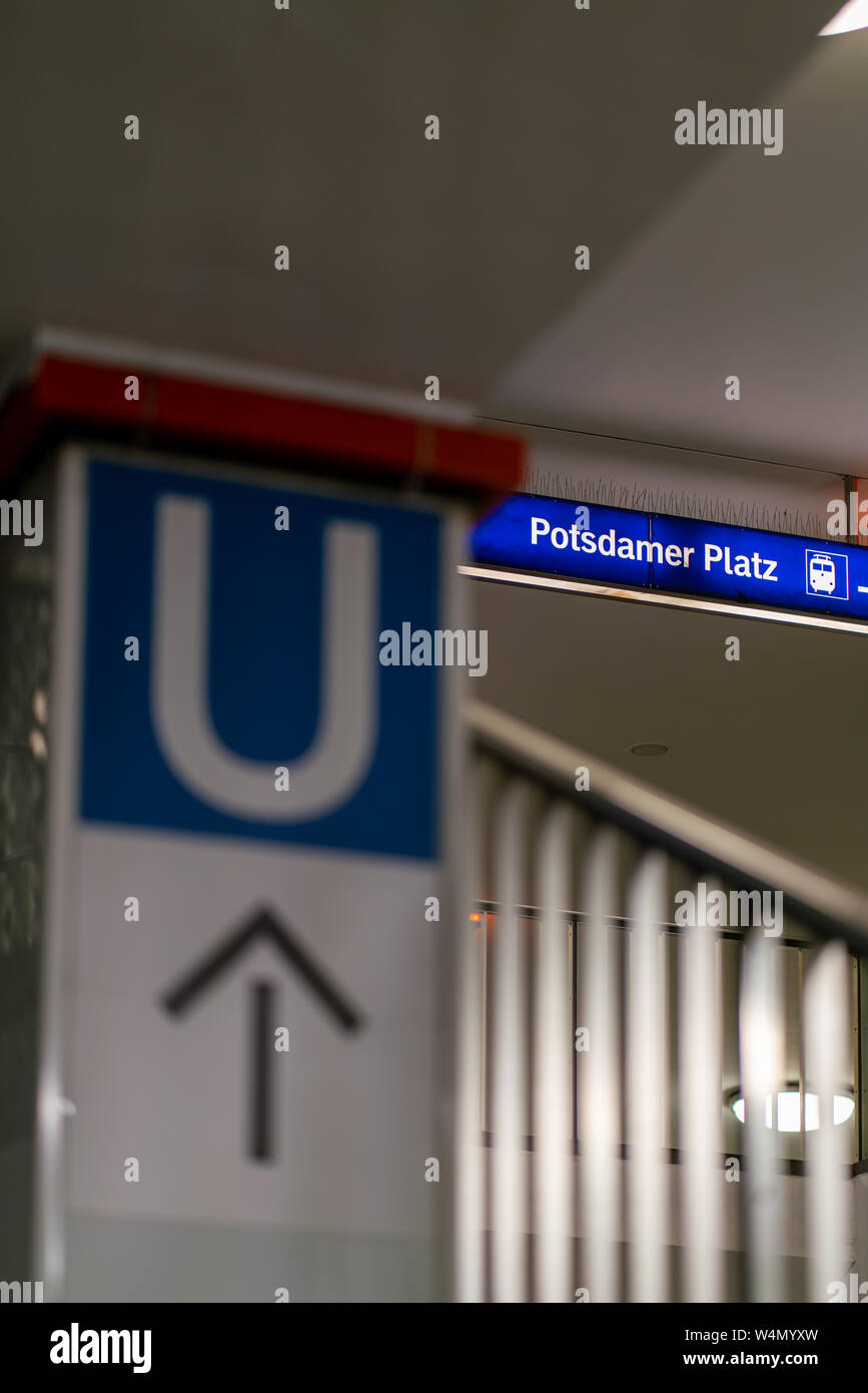 Berlin, Germany - july 07, 2019: illuminated direction signs to other ...