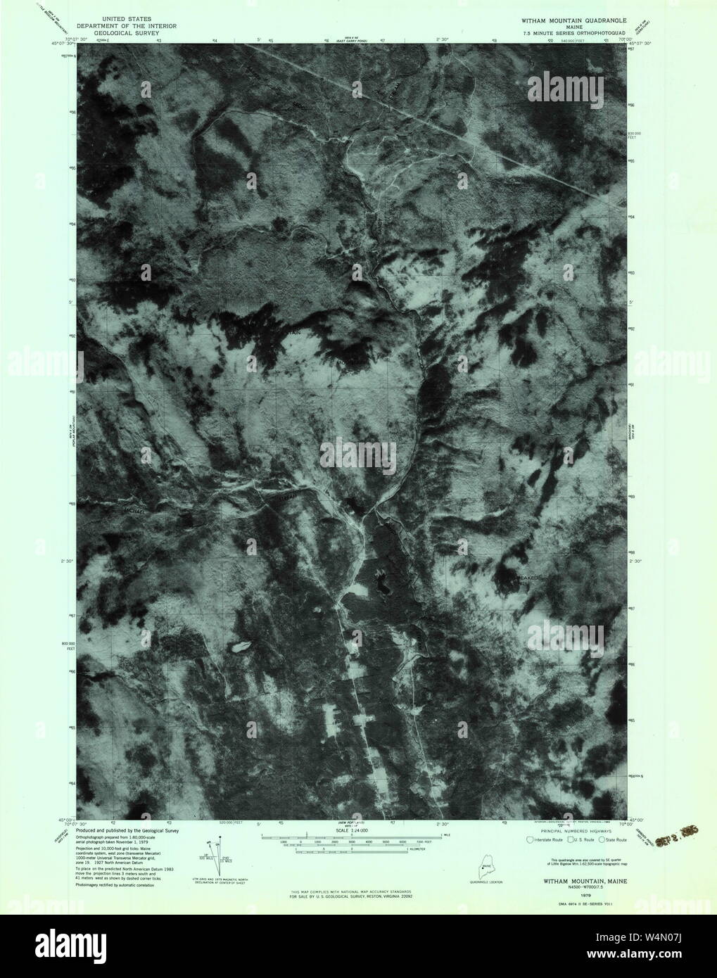 Maine USGS Historical Map Witham Mountain 807324 1979 24000 Restoration ...