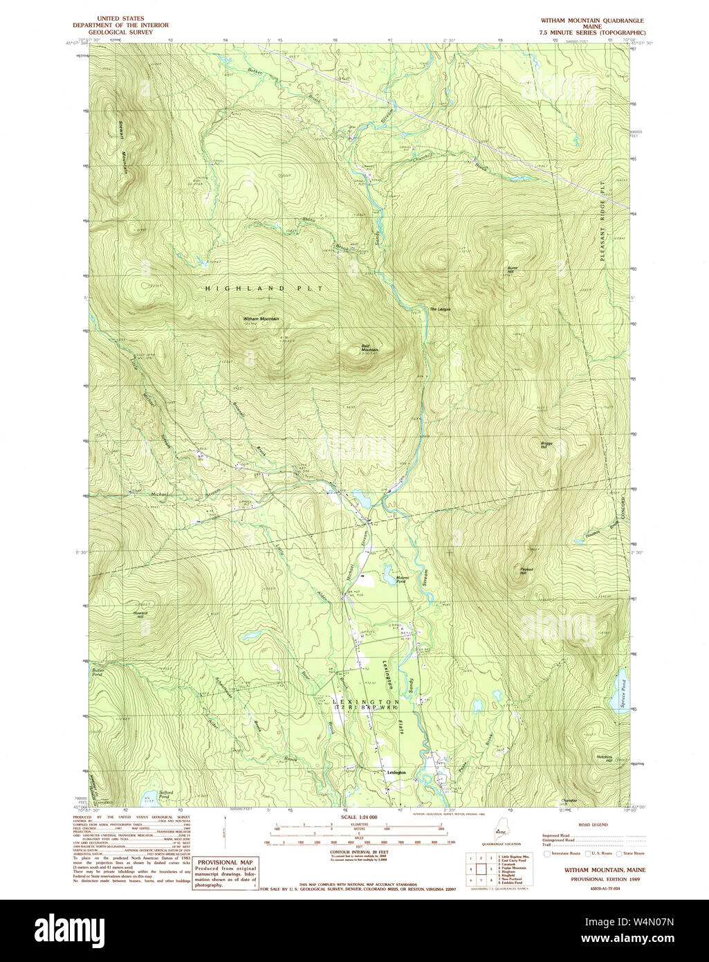 Maine USGS Historical Map Witham Mtn 103121 1989 24000 Restoration ...