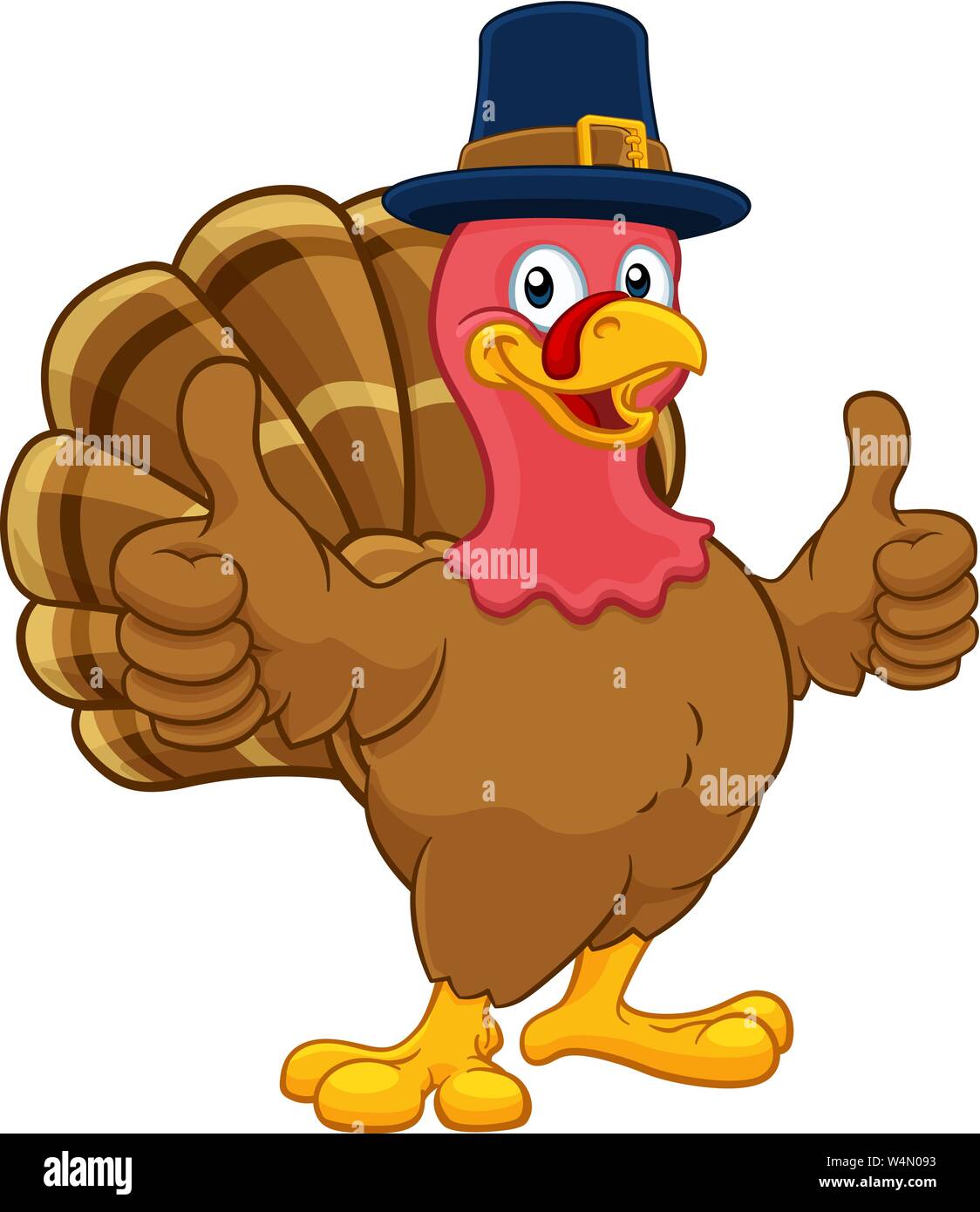 Turkey Pilgrim Hat Thanksgiving Cartoon Character Stock Vector Image ...