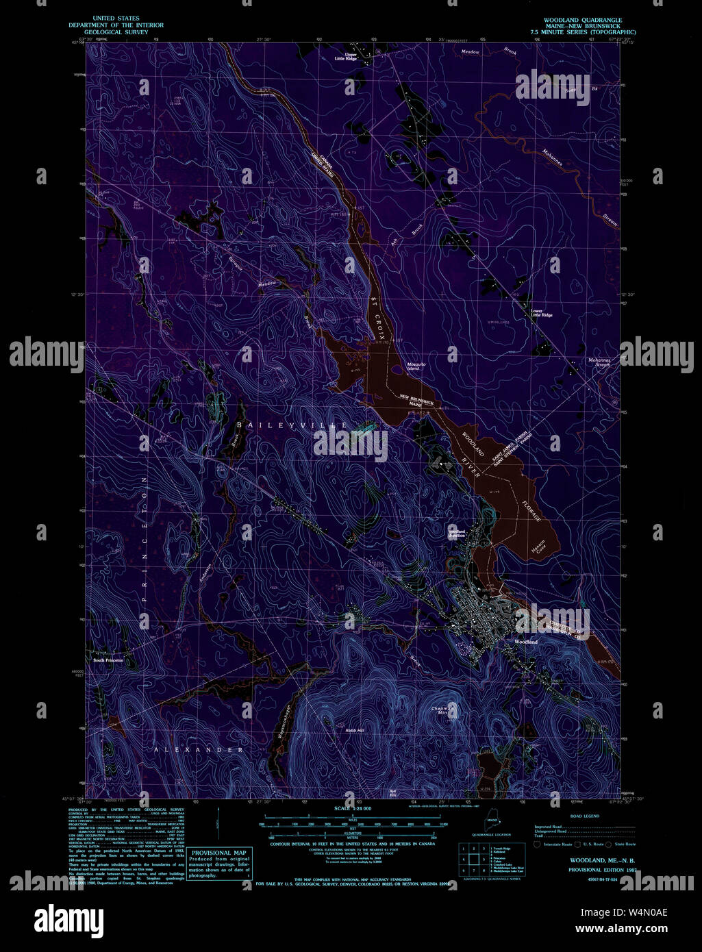 Maine USGS Historical Map Woodland 103123 1987 24000 Inversion ...