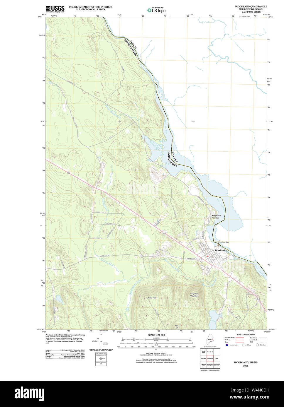 Maine USGS Historical Map Woodland 20110829 TM Restoration Stock Photo ...