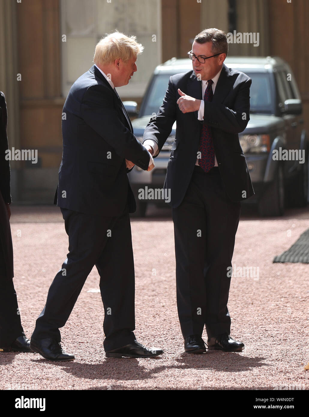 Newly elected leader of the Conservative party Boris Johnson arrives at ...