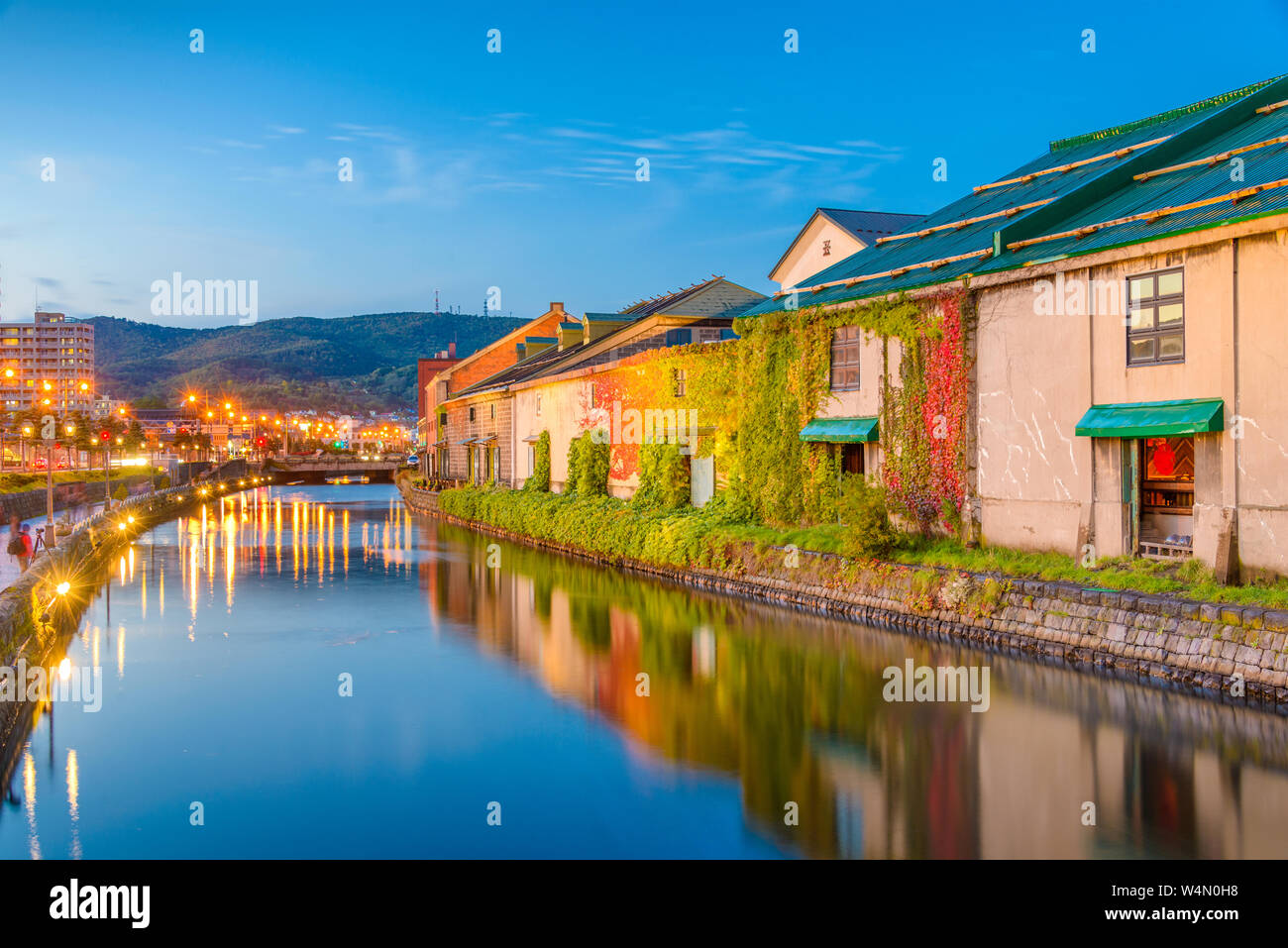 Historic Otaru Canals in Otaru, Hokkaido Prefecture, Japan at twilight ...