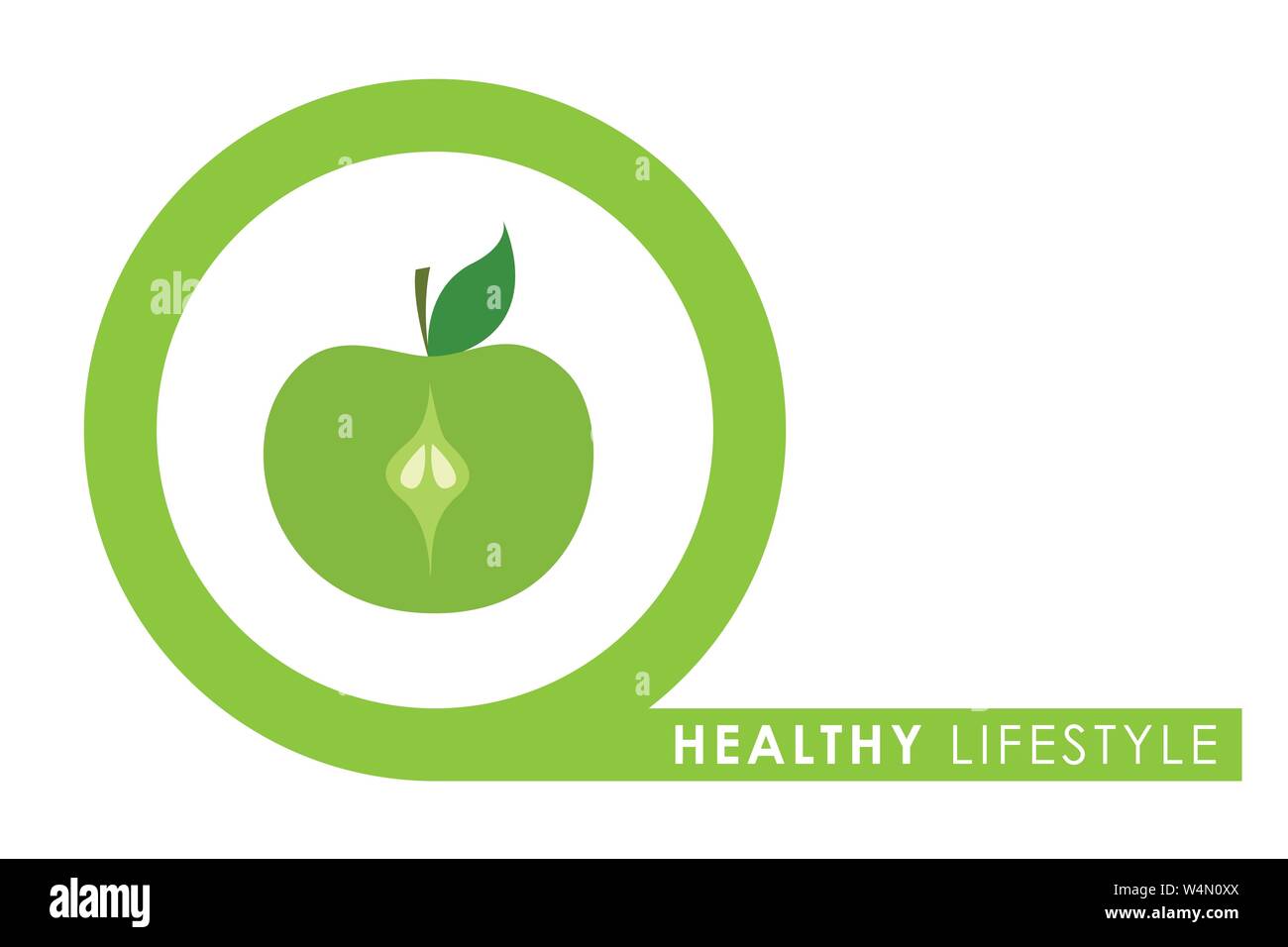 healthy lifestyle green apple in a circle vector illustration EPS10 ...