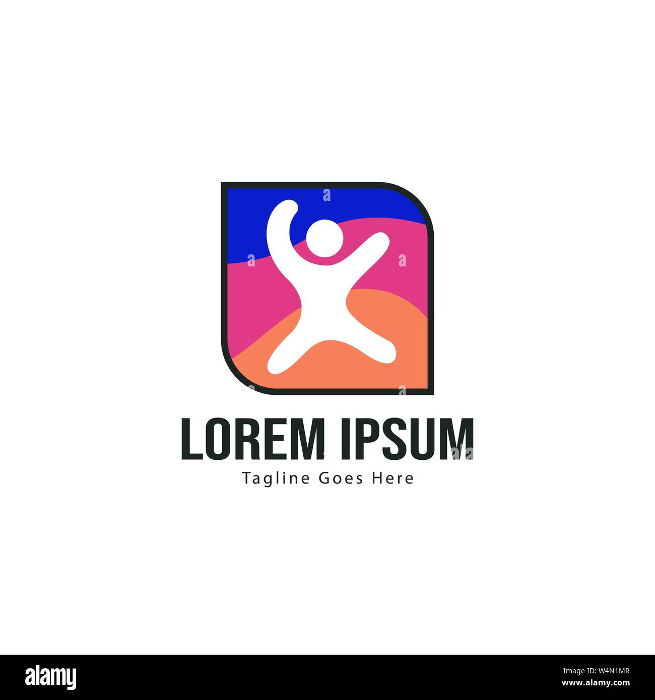 Kids logo template design. Kids logo with modern frame isolated on ...