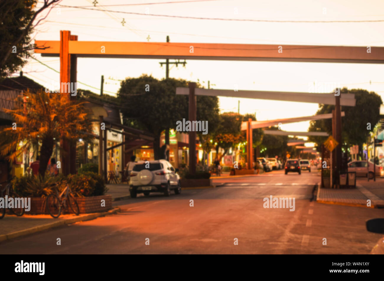 Blurred photo of the main street of the downtown of Bonito MS, Brazil ...