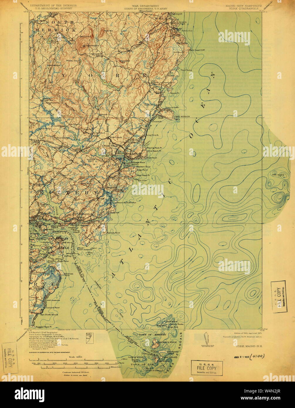 Maine USGS Historical Map York 807742 1920 62500 Restoration Stock ...