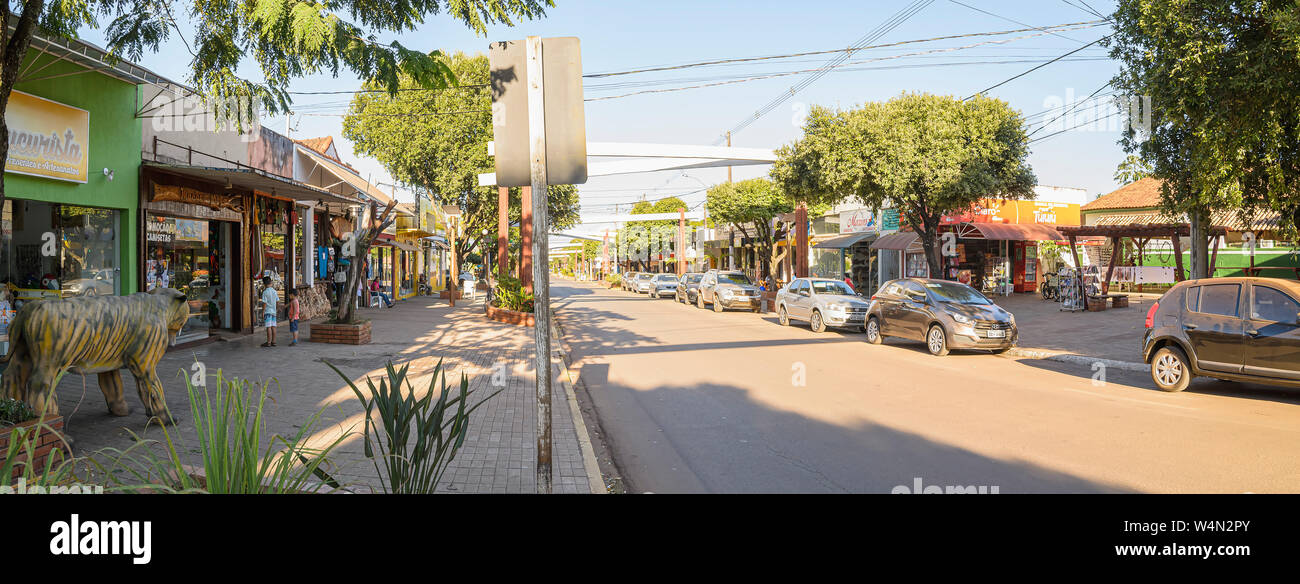 Bonito - MS, Brazil - June 24, 2019: Commerce around the main street of ...