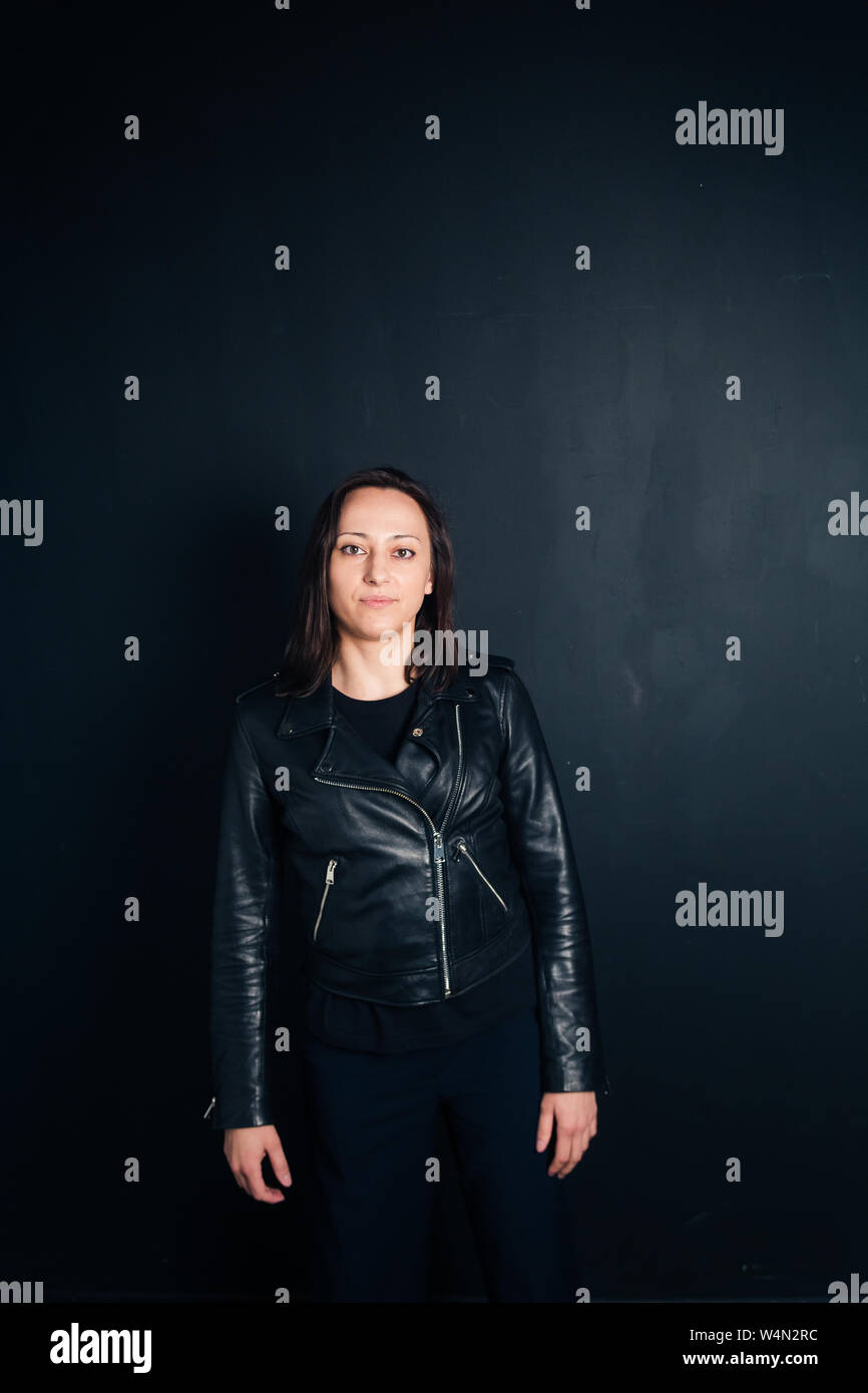 Unzipped leather jacket hi-res stock photography and images - Alamy