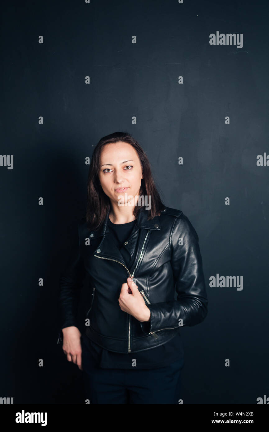 Unzipped leather jacket hi-res stock photography and images - Alamy