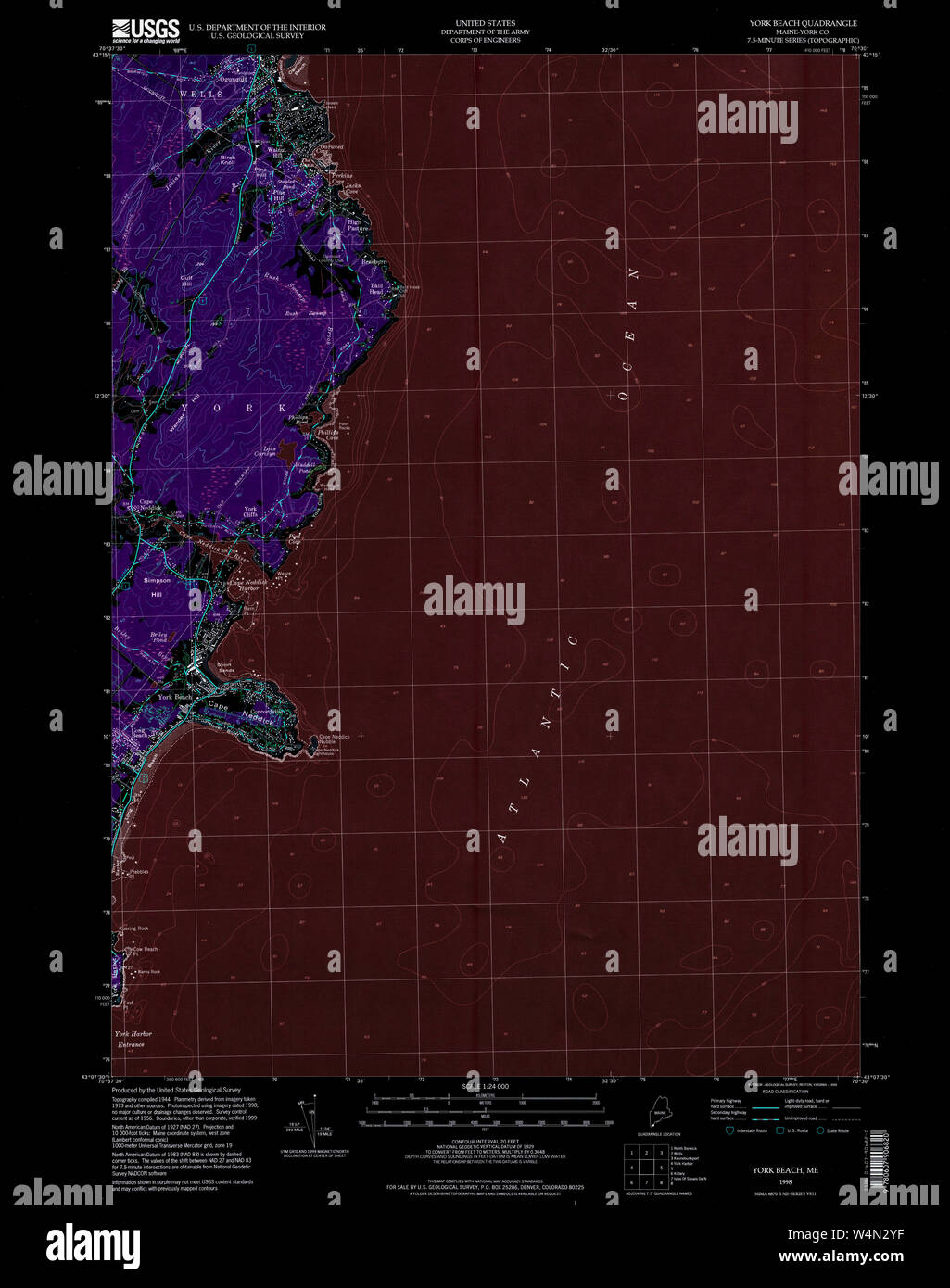 Maine USGS Historical Map York Beach 103130 1998 24000 Inversion ...